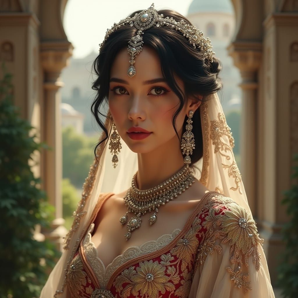 A portrait of a beautiful Ottoman princess, showcasing her elegance ...