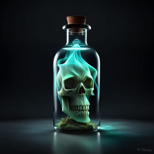 bottled green skull - AI Generated Artwork - NightCafe Creator