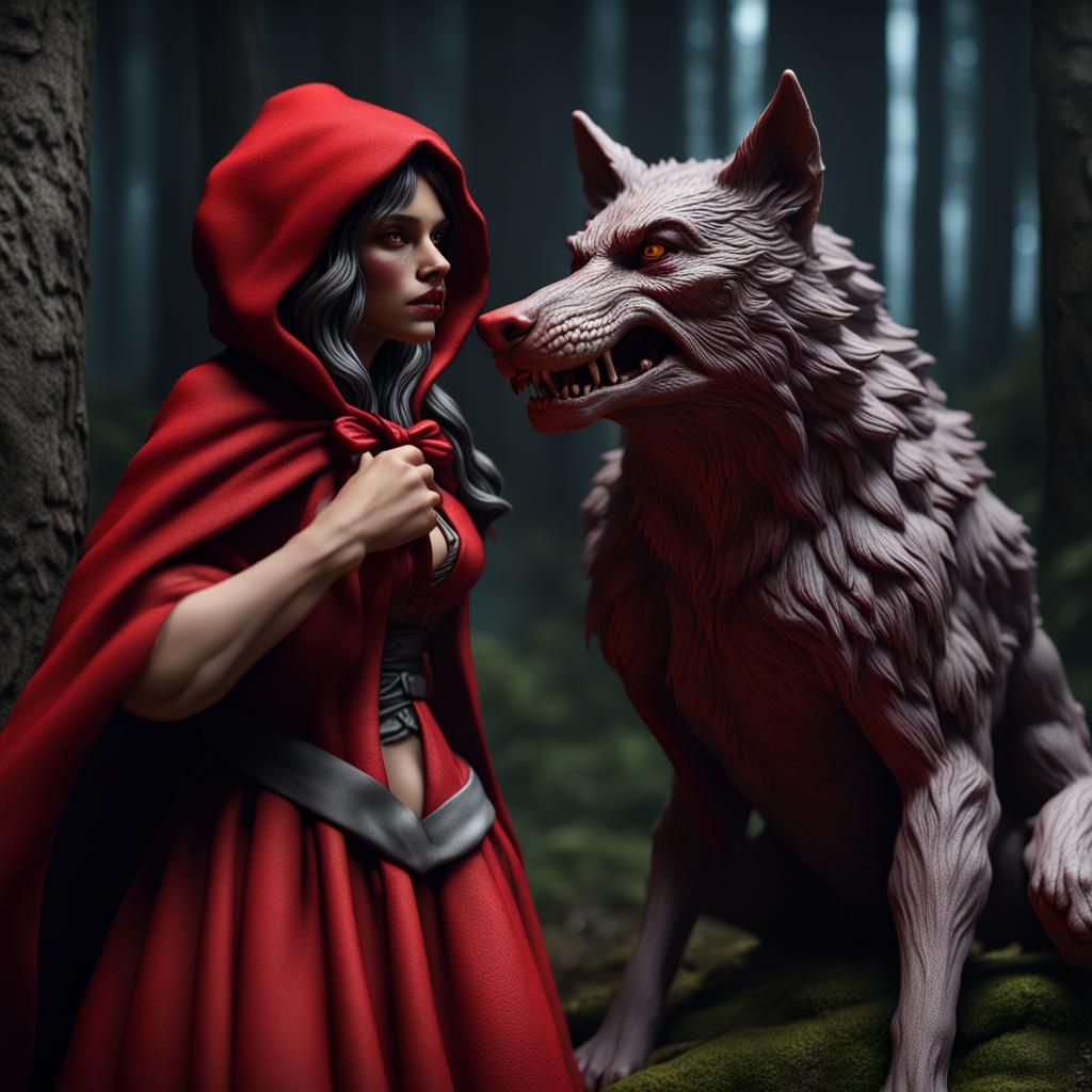 Werewolf little red riding hood, 64k resolution, a masterpiece, 75mm ...