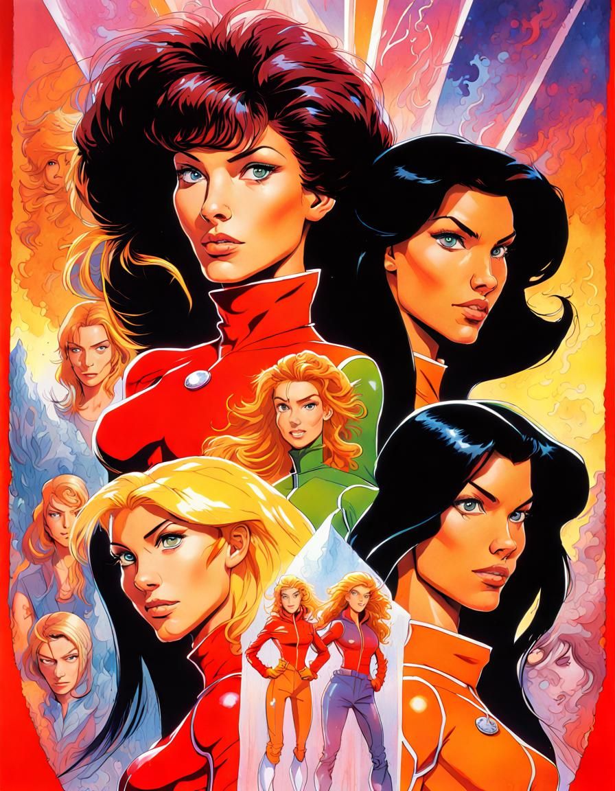 Totally Spies, movie poster ; anime style ; ultra detailed portrait ...