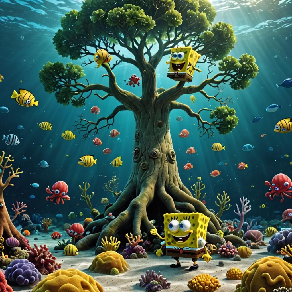 Tree of life with spongebob - AI Generated Artwork - NightCafe Creator