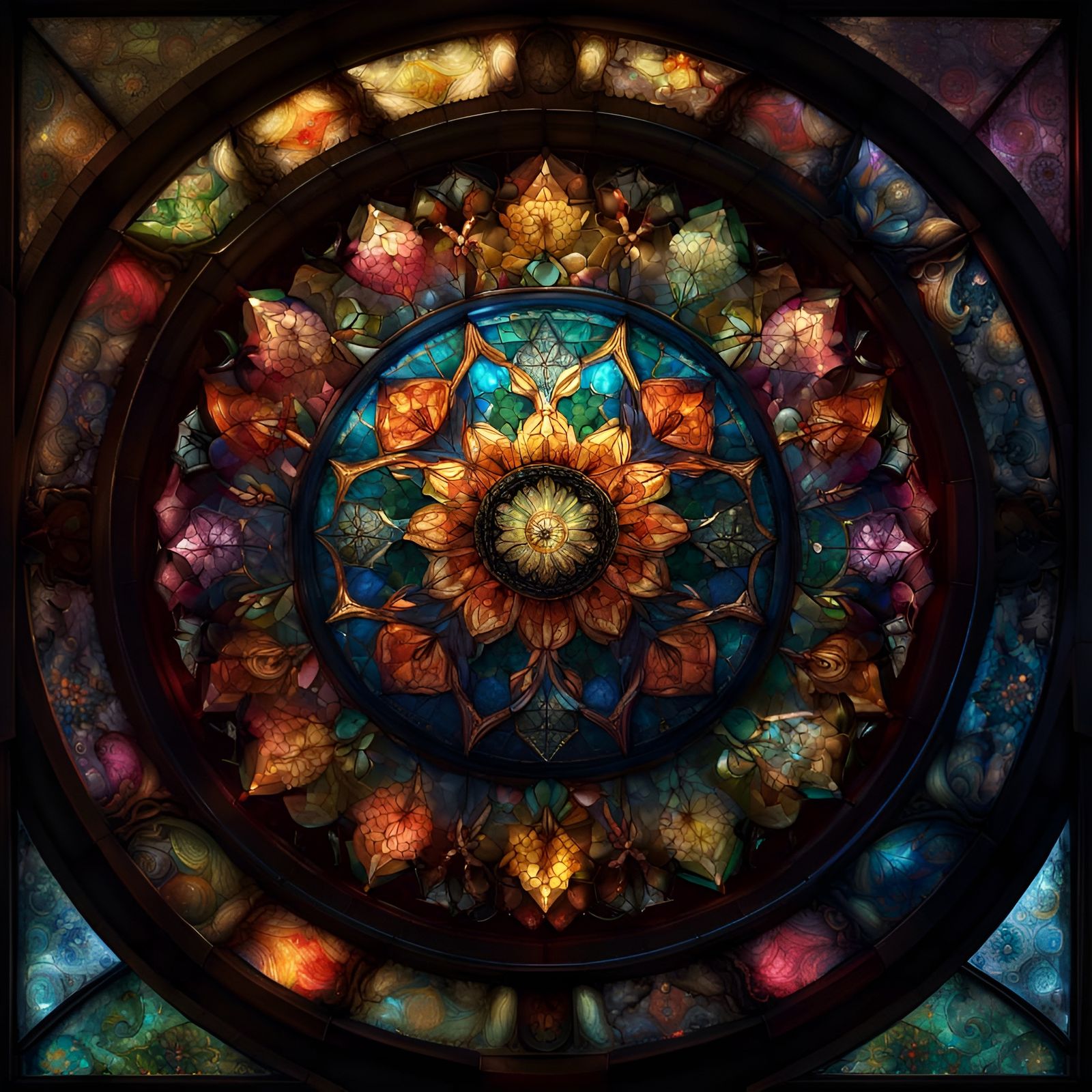 Mandala stained glass window - AI Generated Artwork - NightCafe Creator
