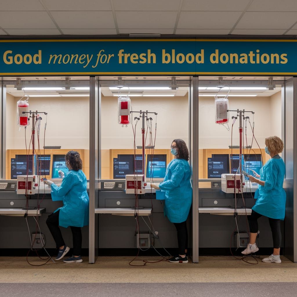 Vampire Blood Bank - Blood Bank Teller Row in a Darkly Humor...