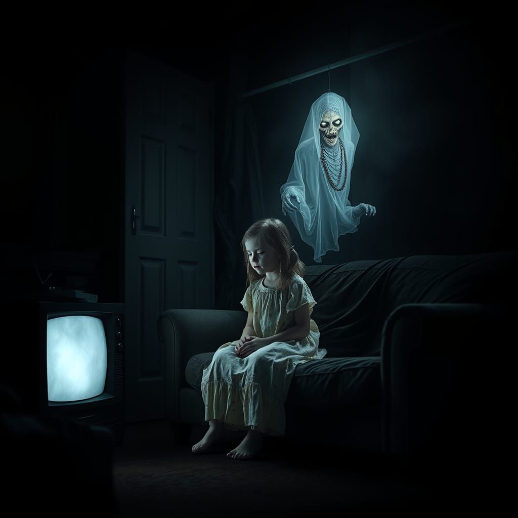 Ethereal Ghost Emerges from Closet Shadows - AI Art