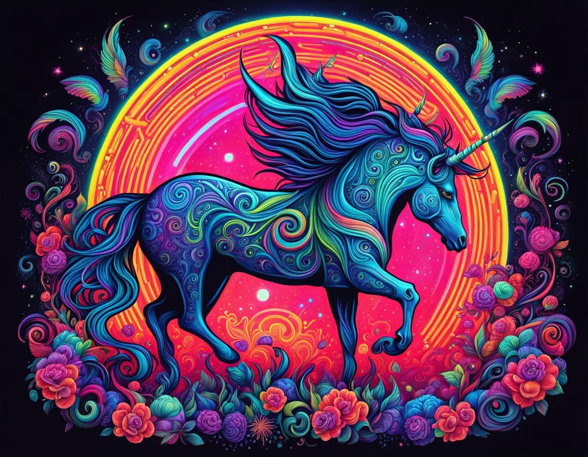 psychedelic unicorn - AI Generated Artwork - NightCafe Creator