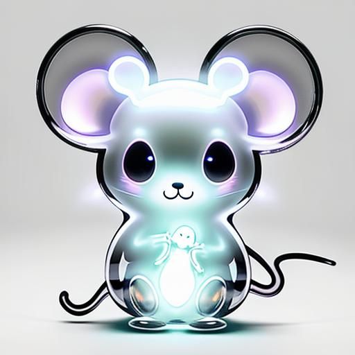 Adorable cute Bioluminescent chibi ghost mouse, adorable ghostly mouse ...