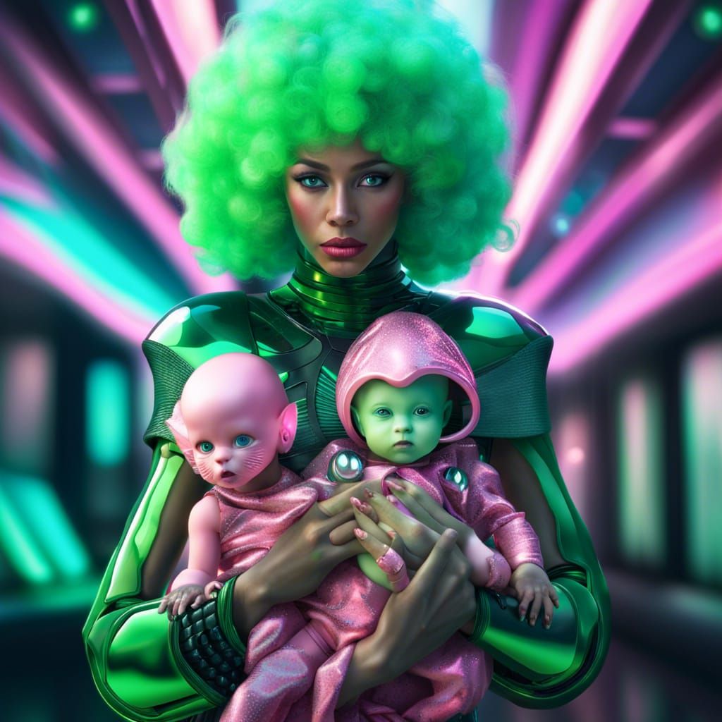 Retro Mommy Alien - AI Generated Artwork - NightCafe Creator