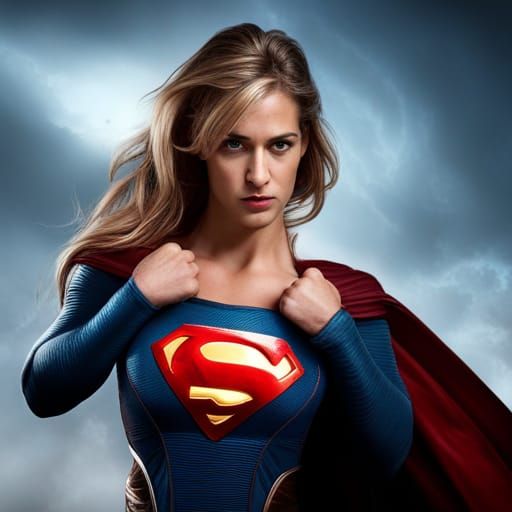 Muscly Supergirl flexing her muscles - AI Generated Artwork - NightCafe ...