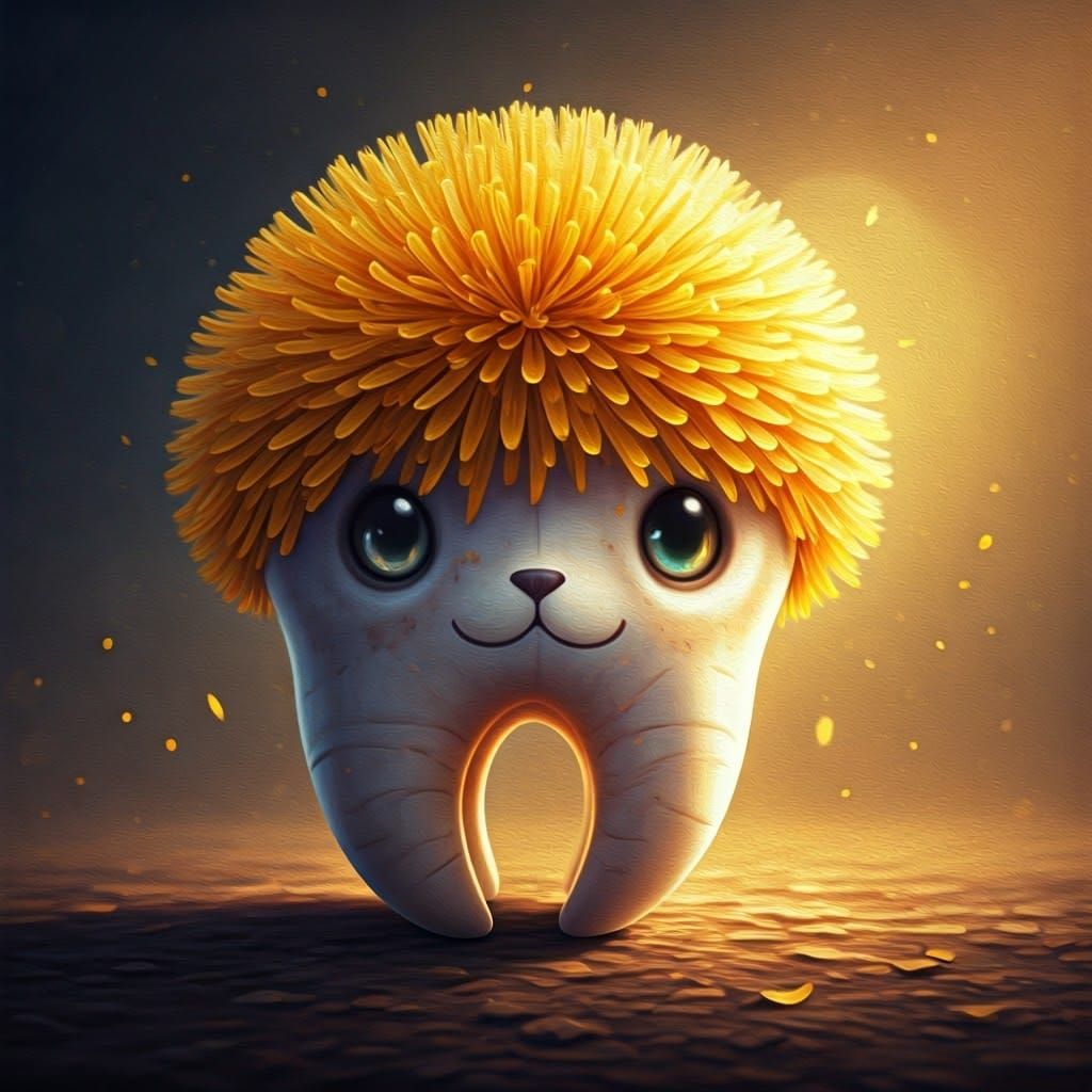 Lion's Tooth - Chibi Lion's Tooth in Whimsical Dandelion Hai...