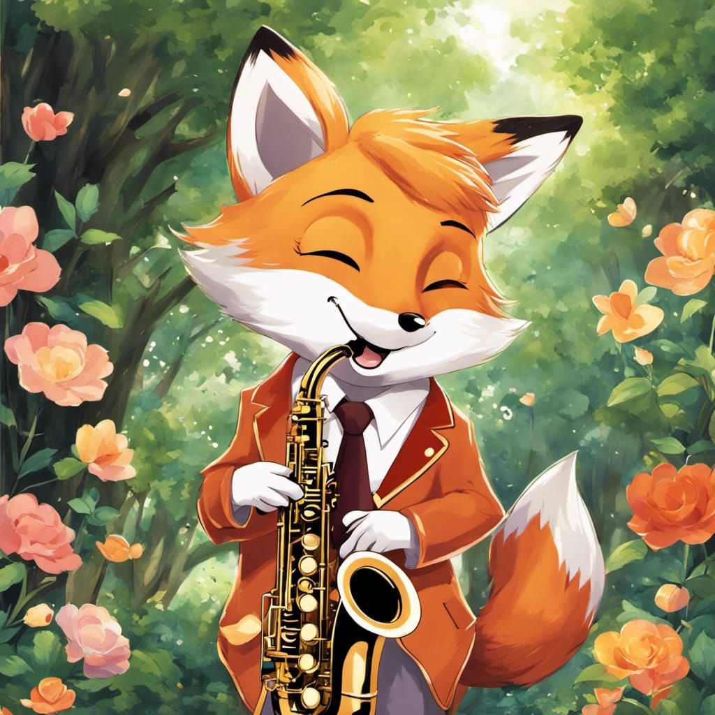 yet another fox playing sax - AI Generated Artwork - NightCafe Creator