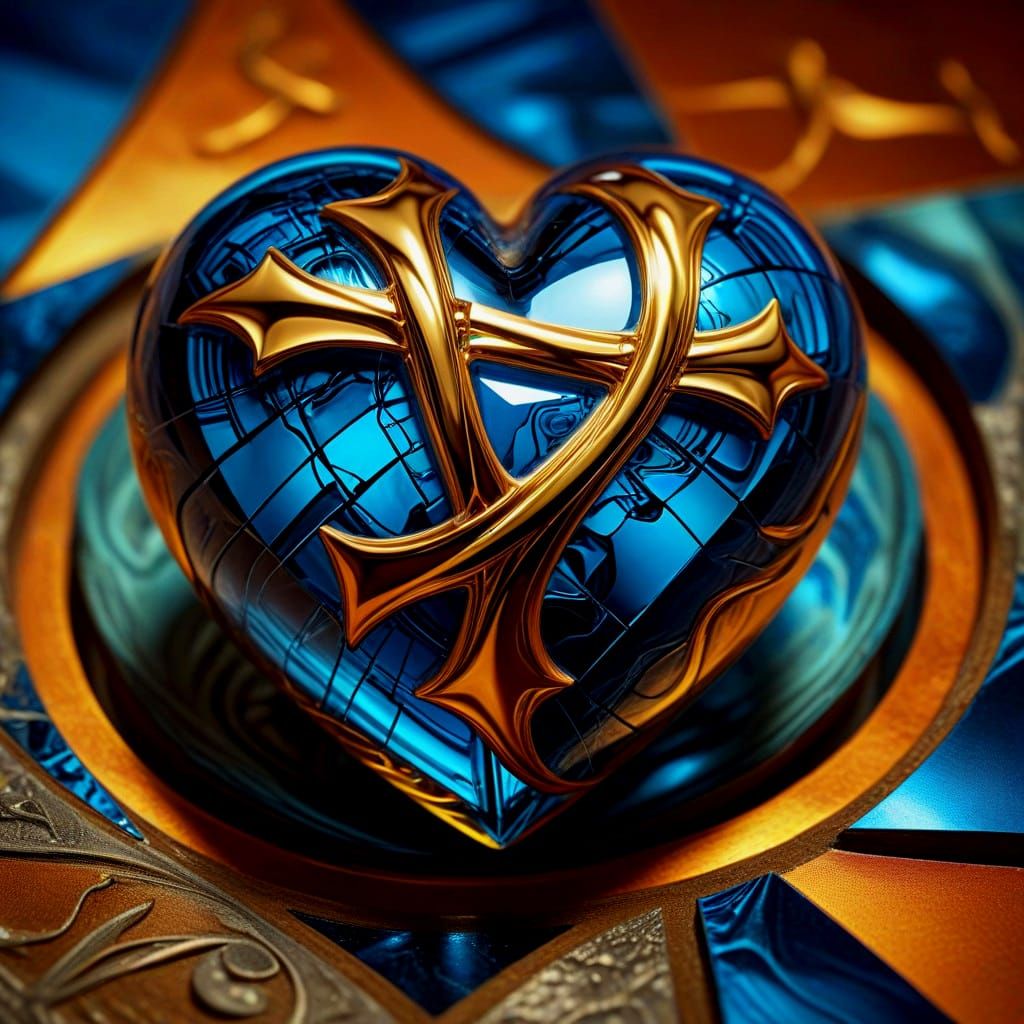 Triple Cross - Surreal Gemstone Double Cross in Intaglio Art