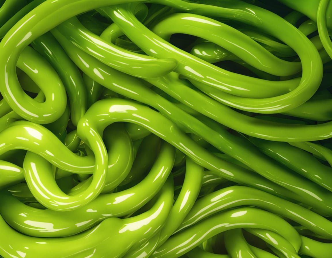 Smooth green shiny silicone tentacles, homogeneous lighting ...