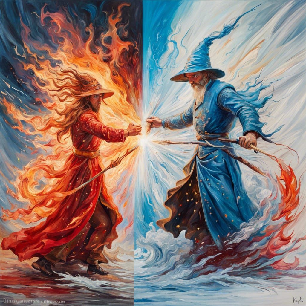 wizard shooting battle scene - AI Generated Artwork - NightCafe Creator