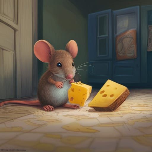 Little mouse and the cheese - AI Generated Artwork - NightCafe Creator