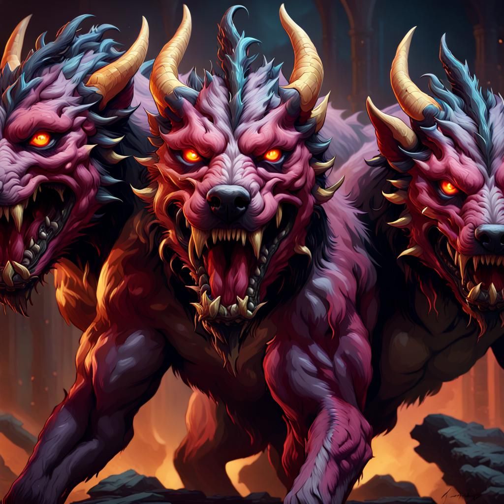 Cerberus, Three-headed Hound - AI Generated Artwork - NightCafe Creator