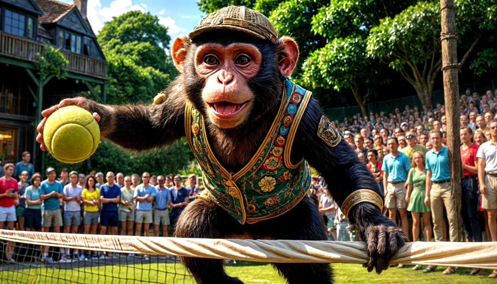 Monkey Business at Wimbledon in Painterly Style - AI Art