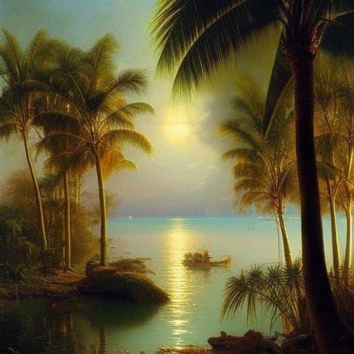 Tropical Moonlight - AI Generated Artwork - NightCafe Creator
