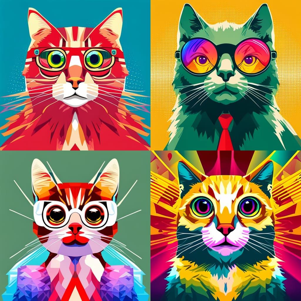 PopArt Gamer Cat - AI Generated Artwork - NightCafe Creator