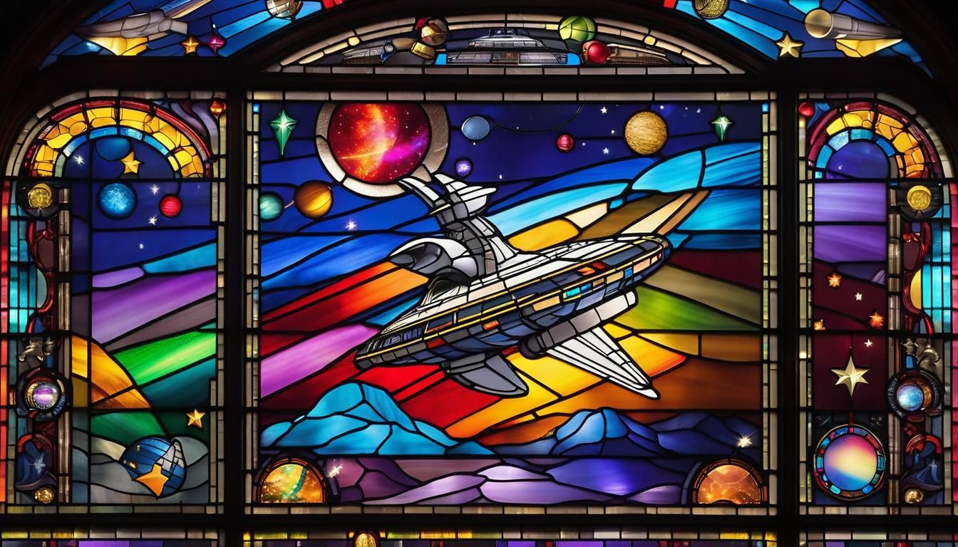 Spaceship Stained Glass - AI Generated Artwork - NightCafe Creator
