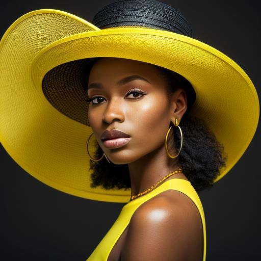 A vibrant color studio portrait of a beautiful Black model woman ...
