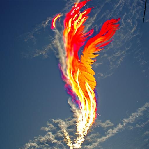 a phoenix flying over the sky leaving a trail of colorful fire - AI ...