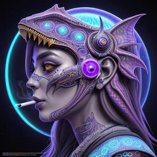 Cosmic goddess smoking dmt ultrarealistic ultradetailed ultraintricate ...