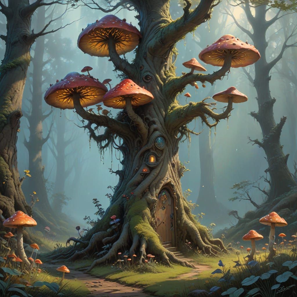 Gnarled Tree Guardians Whimsical Clayland - AI Art