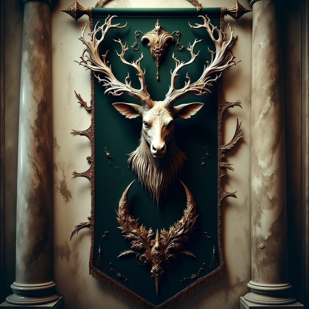 Majestic Stag Banner in Gothic Futuristic Style - AI Art