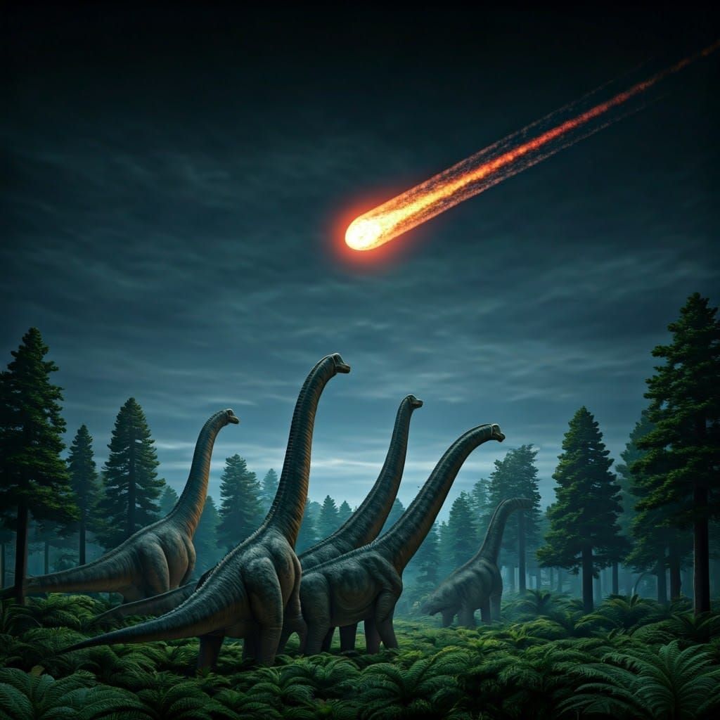 Prehistoric - Dramatic Prehistoric Scene of Dinosaurs Witnes...