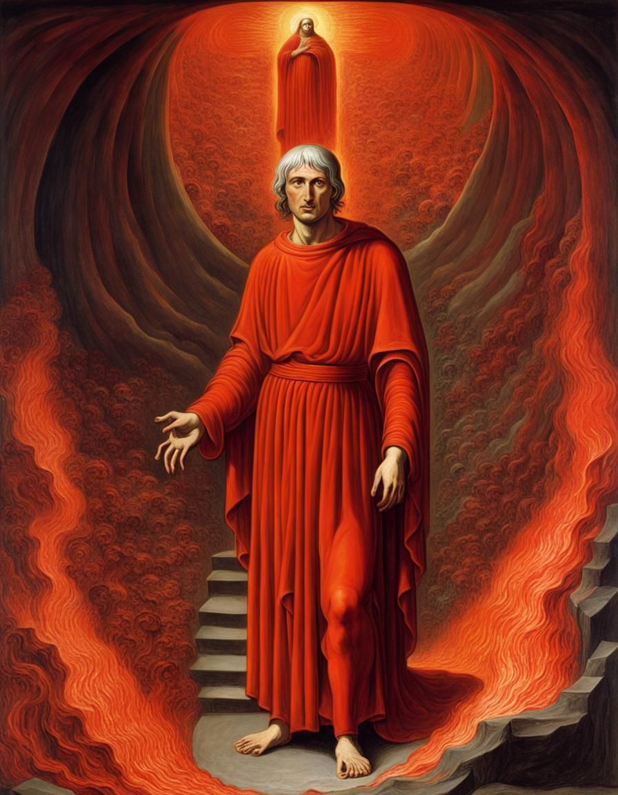 Dante Alighieri at The entrance to Hell - AI Art