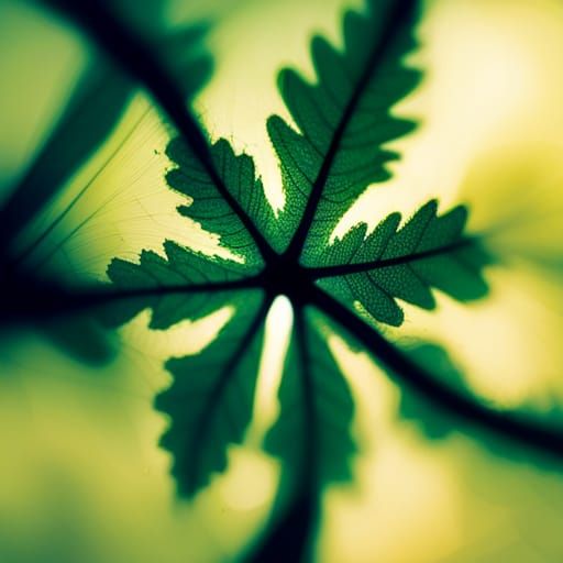 view through a microscope of the cells of a healthy oak leaf - AI ...