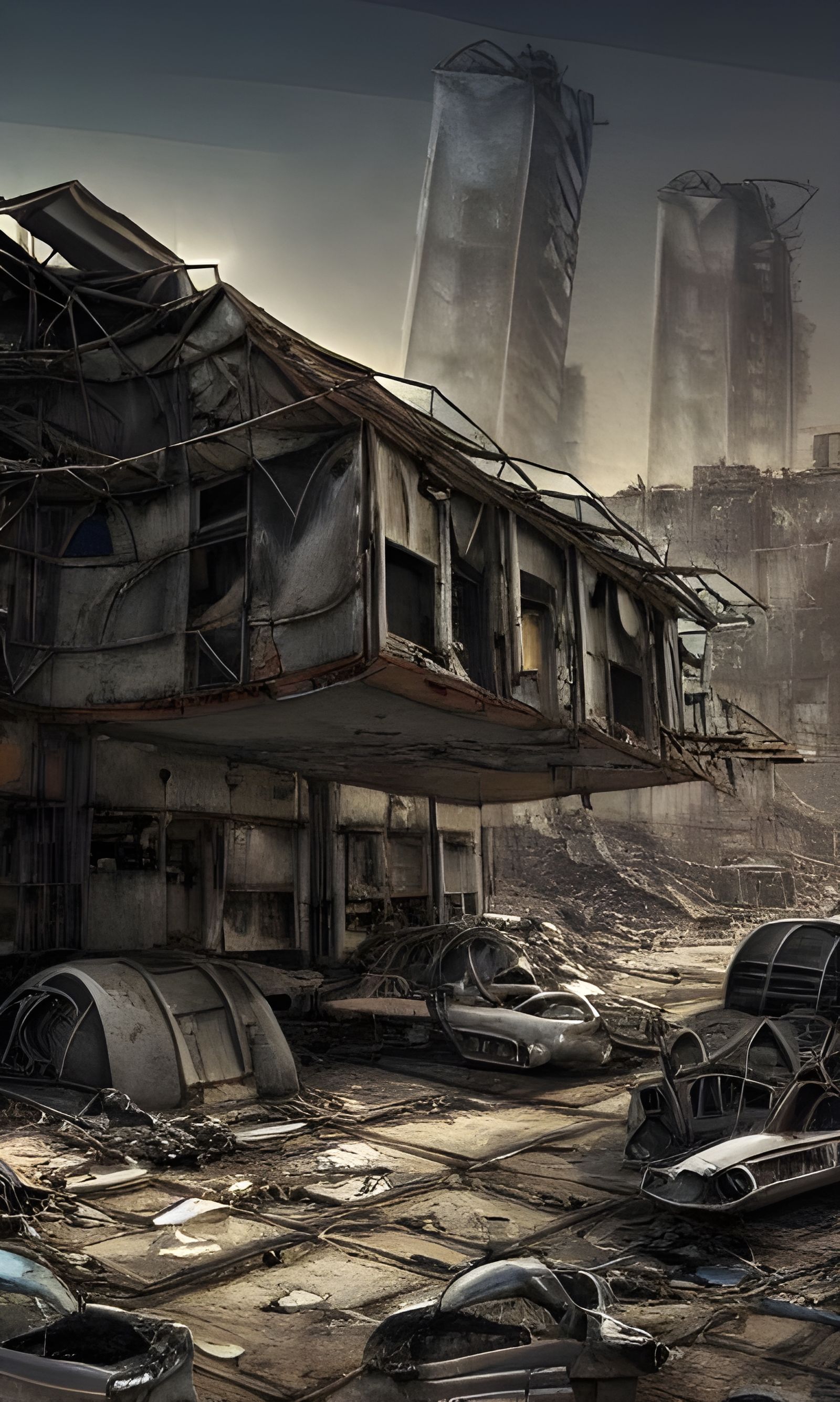 Post apocalyptic dystopian futuristic wasteland illustration of a ...