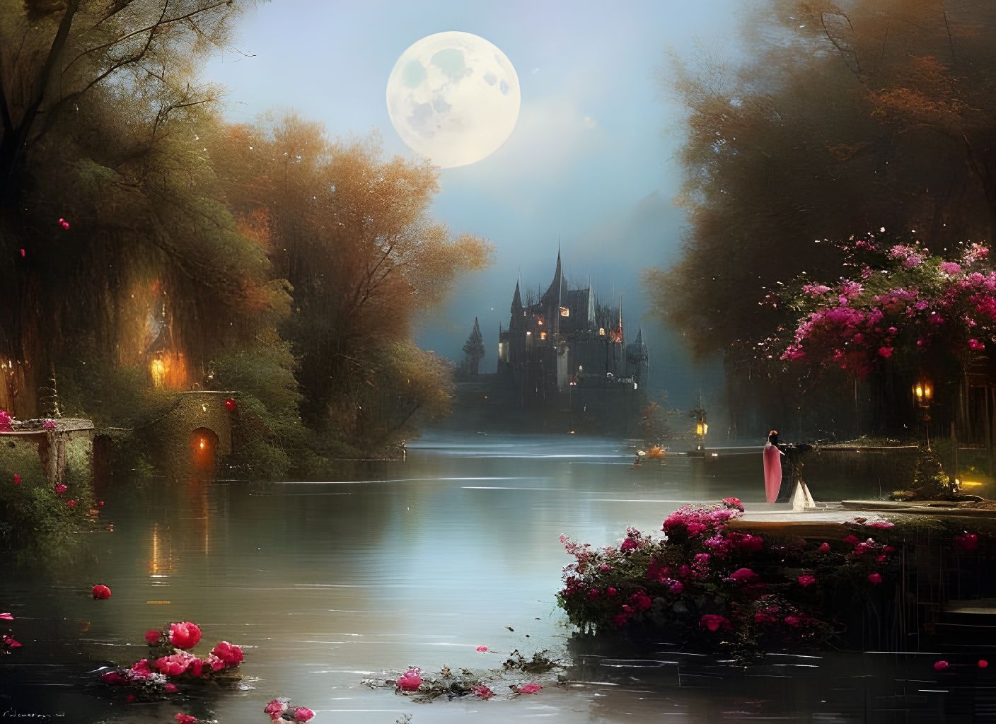Dark fantasy castle across a lake - AI Generated Artwork - NightCafe ...