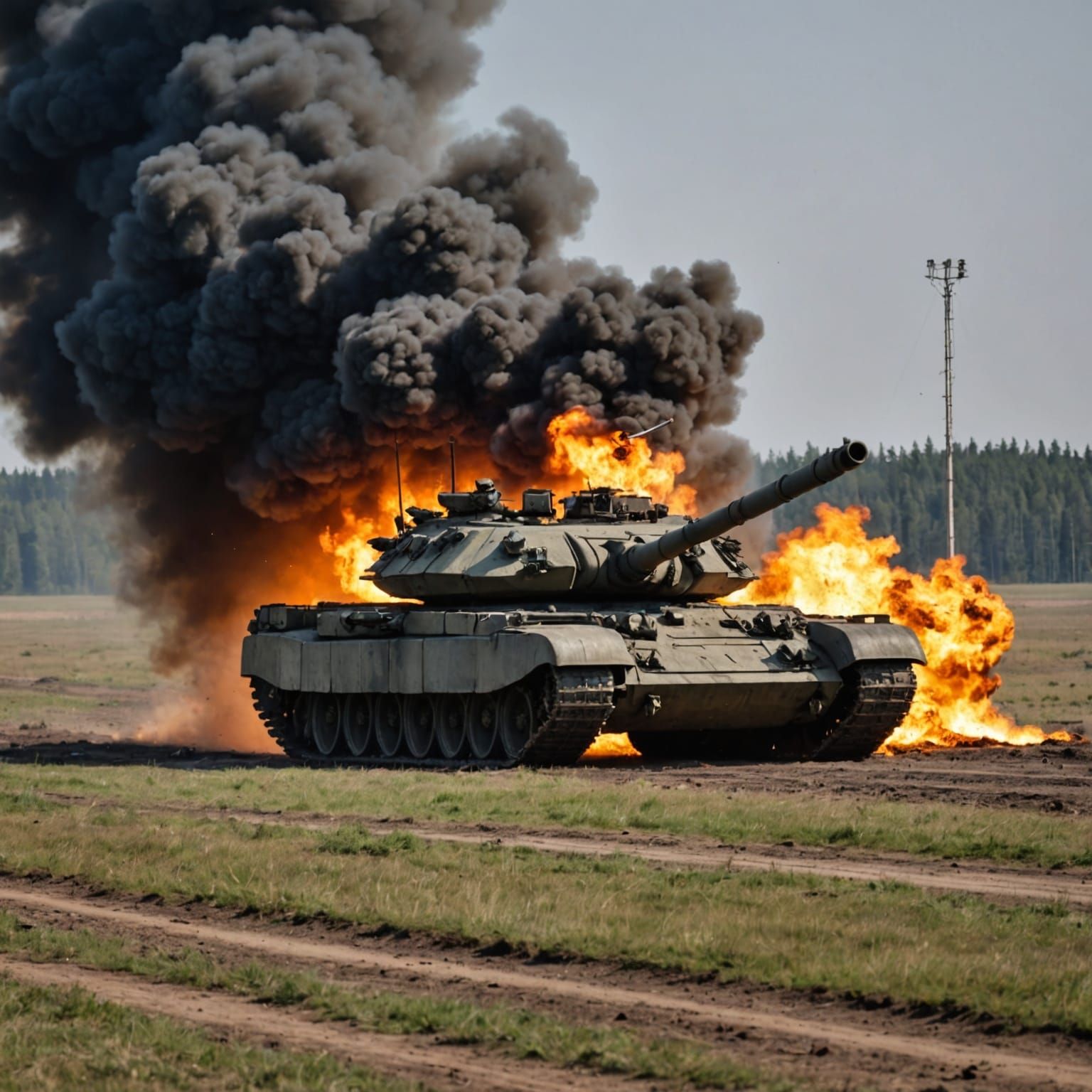 Russian t90 tank on fire after being hit by a missile - AI Generated ...