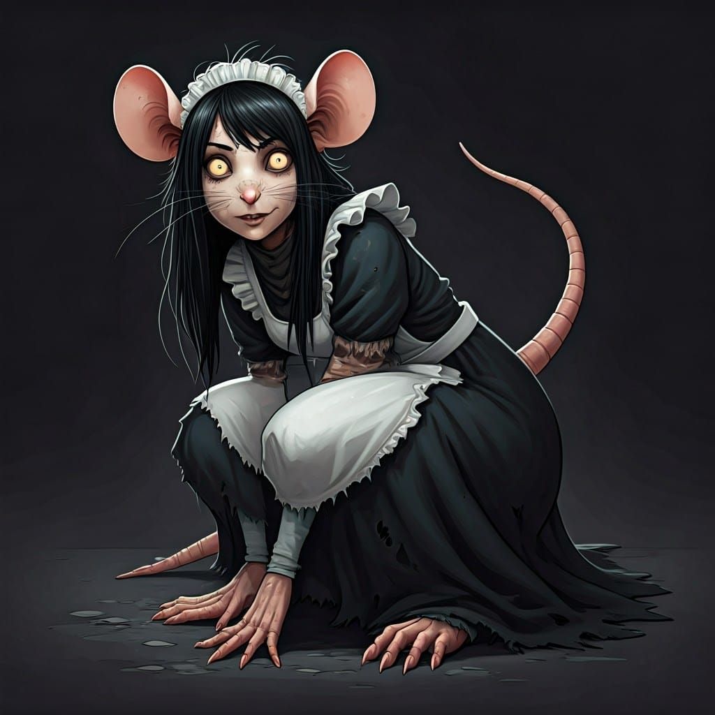 Whimsical Tribally Adorned Girl in Maid Outfit - AI Art