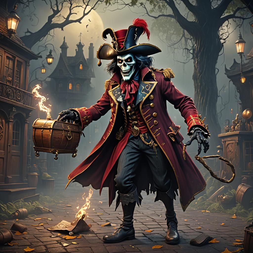 the hatbox ghost dressed as captain hook - AI Generated Artwork ...