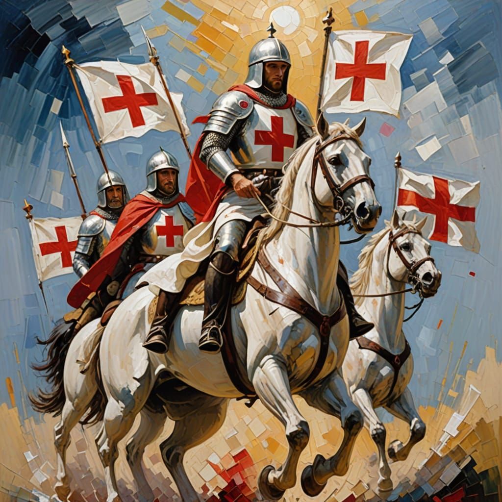 Triumphant Templars: A Neo-Impressionist Masterpie... - AI Art