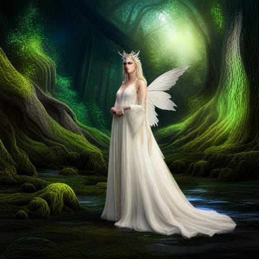 fabulous fairy queen in a fantastical magnificent, mysterious forests ...