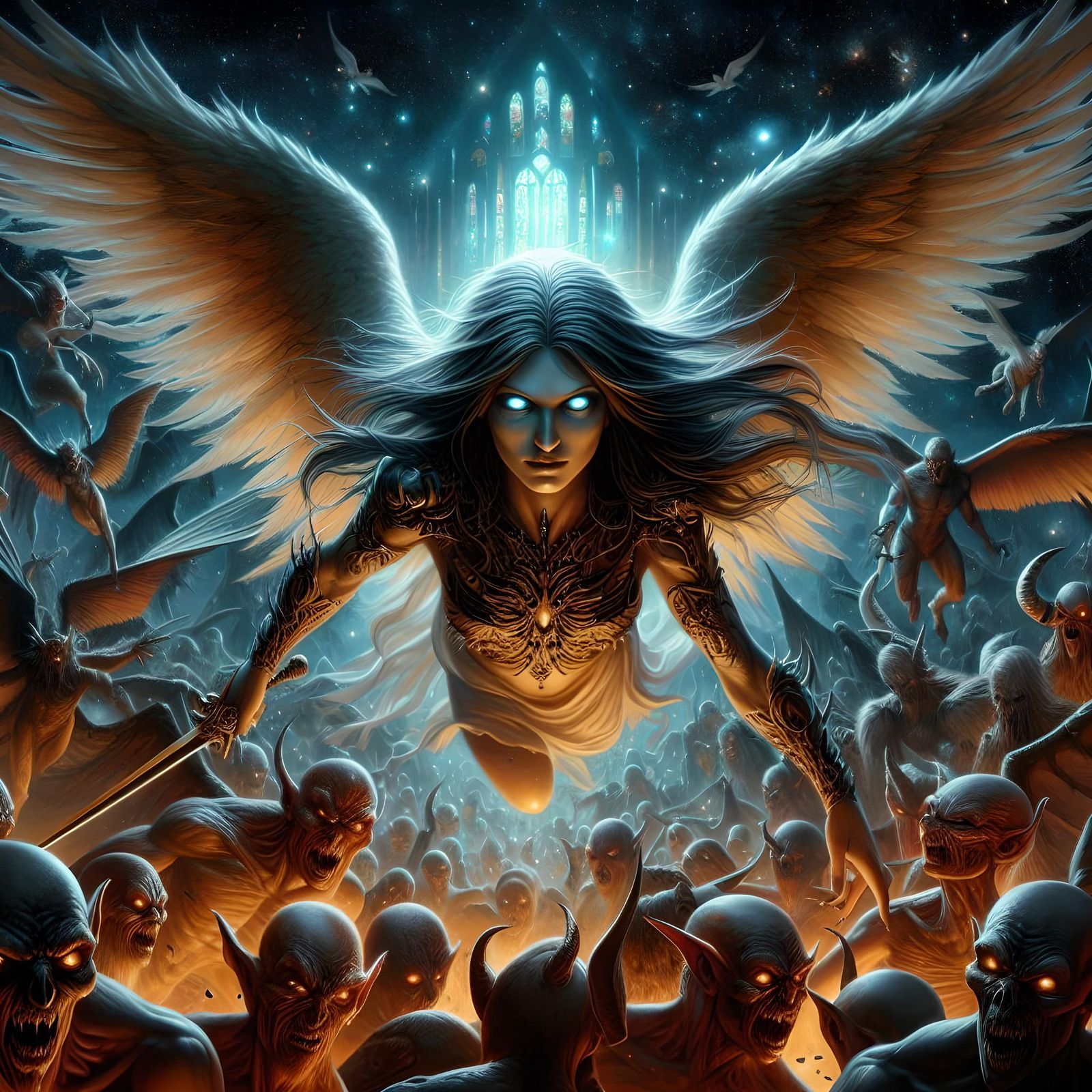 Fallen Angels Join The Demon Horde To Battle The Witches - AI Generated ...