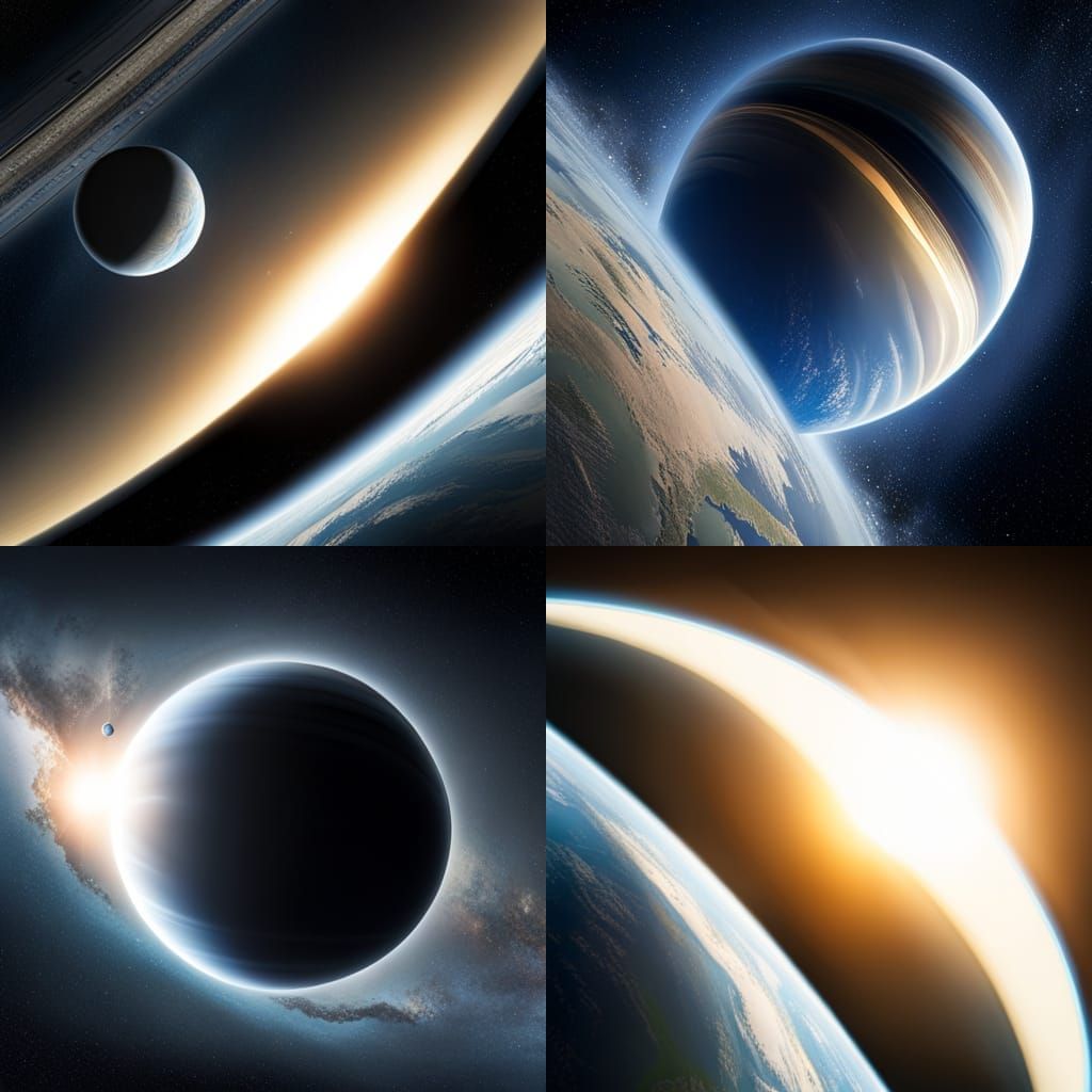 Water covered planet with rings seen from space - AI Generated Artwork ...