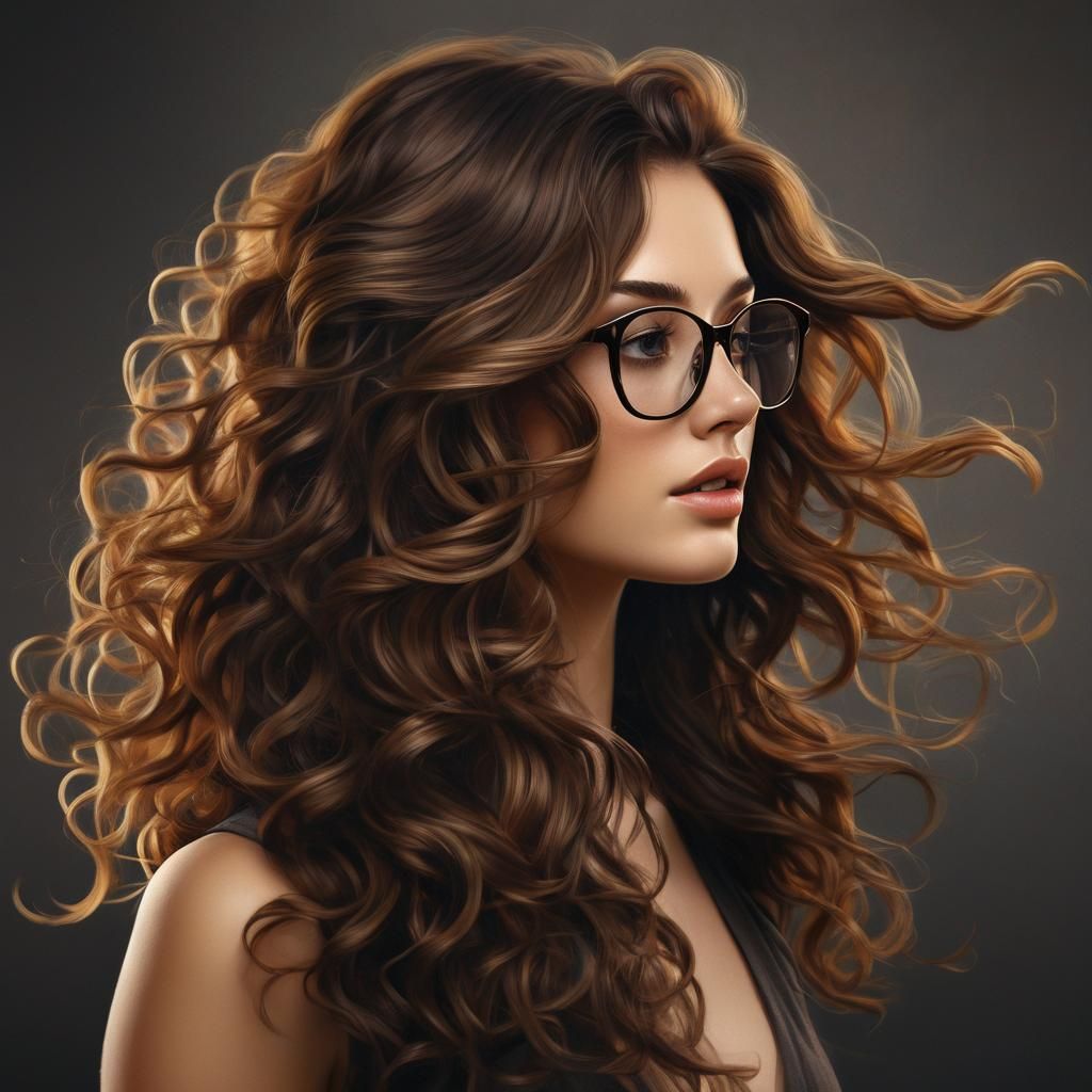 photorealistic portrait of a beautiful, very young woman with long ...