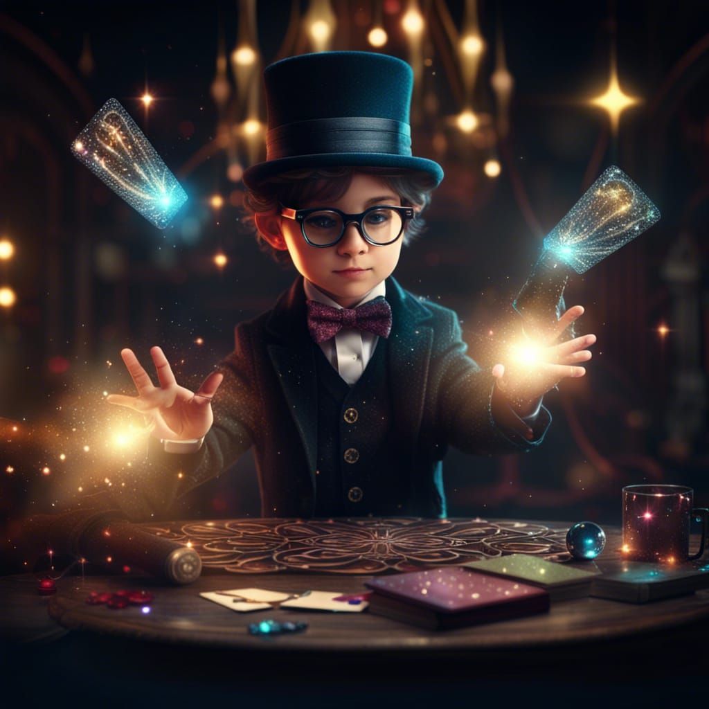 Cute little sparkling magician - AI Generated Artwork - NightCafe Creator