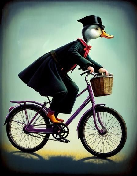 Duck on a bike - AI Generated Artwork - NightCafe Creator