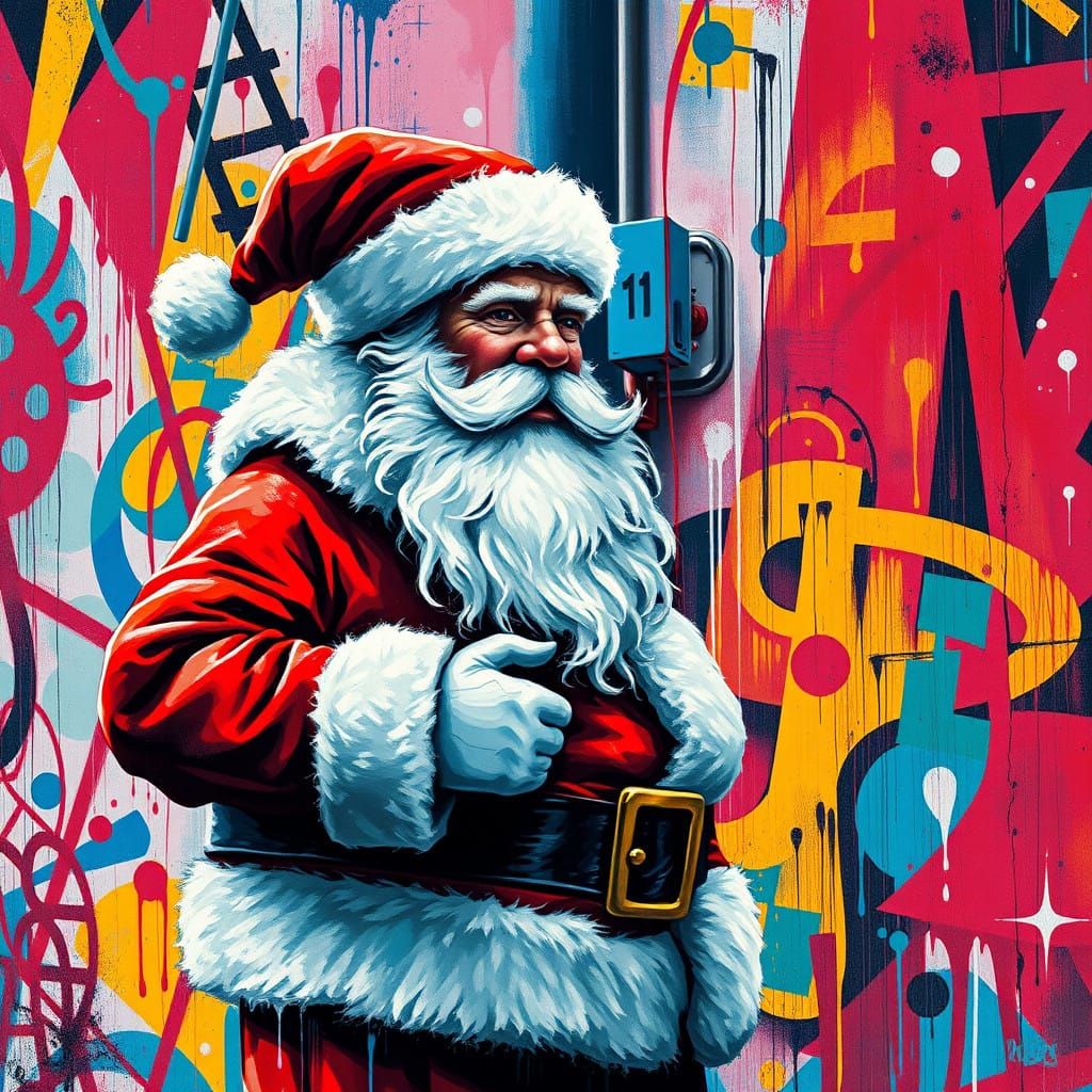 Vibrant Graffiti Portrait of Santa Claus in High-C... - AI Art