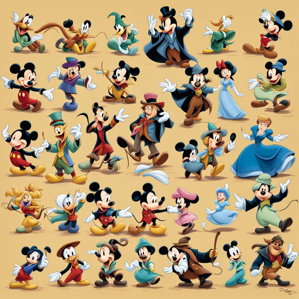 all the disney caracters - AI Generated Artwork - NightCafe Creator