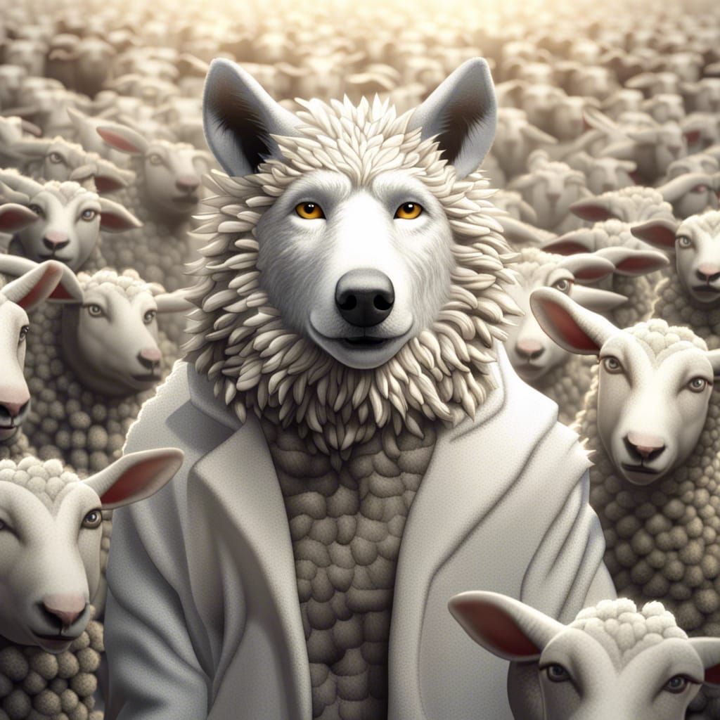 Wolf dressed in sheep's clothing - AI Generated Artwork - NightCafe Creator