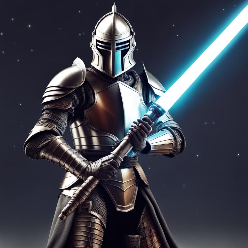 Sci Fi Knight in Armor and Lightsaber - AI Generated Artwork ...