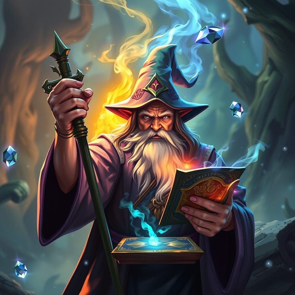 Surreal Magic the Gathering Wizard in Anime-Inspir... - AI Art