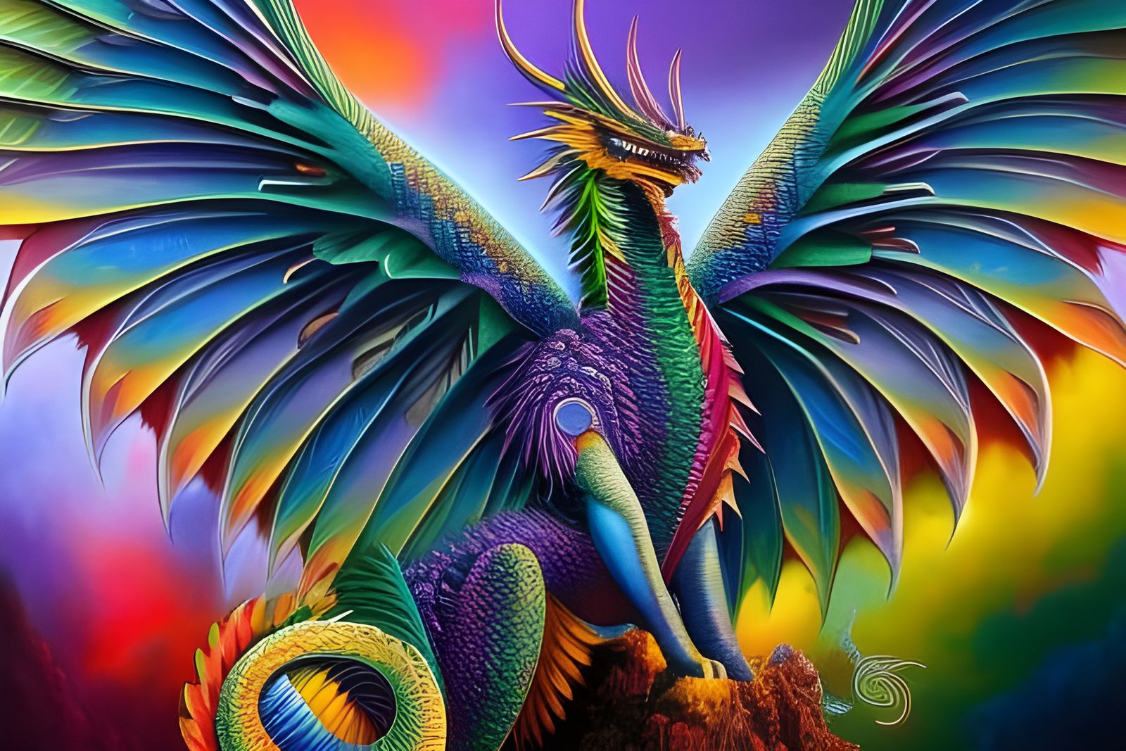 a colorful rainbow dragon - AI Generated Artwork - NightCafe Creator