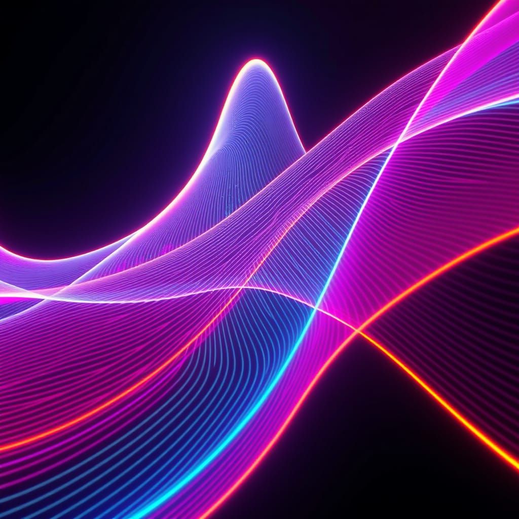 Holographic Sine Wave Interference Patterns in Neo... - AI Art